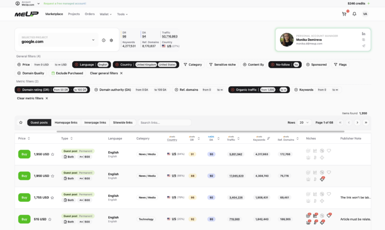 MeUp: Link Building Made Easy | DIY and Managed Services